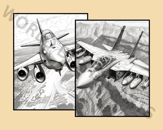 22 Flying Objects Coloring Pages, Flying Color Book, Grayscale Coloring ...