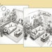 Pocket Room Coloring, Mini Room Coloring Pages, Grayscale Coloring Book ...