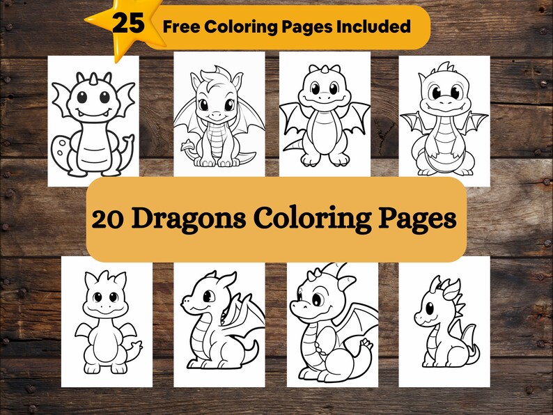 20 Dragons Kids Coloring Pages, Kids Coloring Book, Preschoolers ...