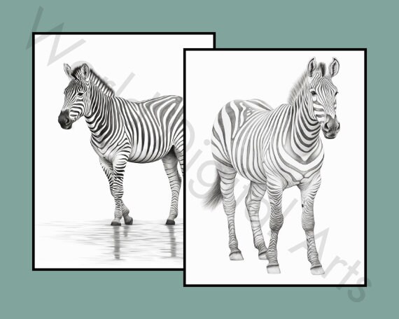 50 Pattern Animals Coloring Pages, Pattens Coloring Book, Grayscale ...