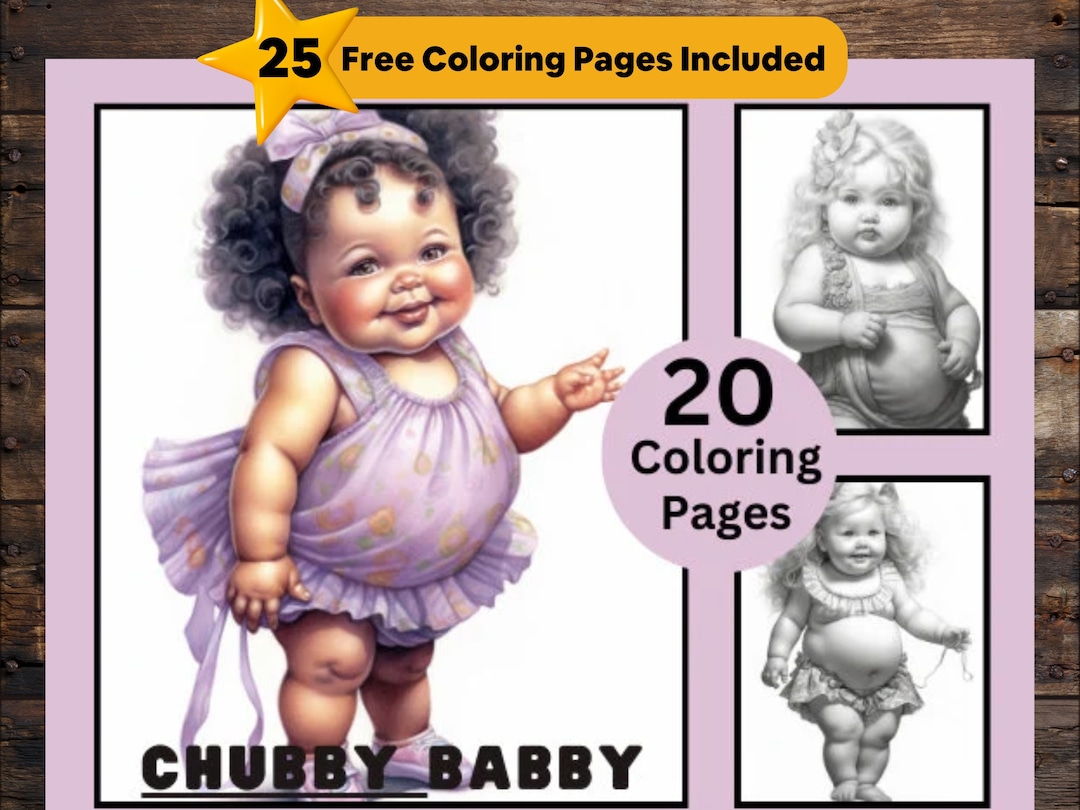 20 Chubby Babies Coloring Pages, Baby Coloring Book, Babies Grayscale ...