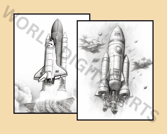 22 Flying Objects Coloring Pages, Flying Color Book, Grayscale Coloring ...