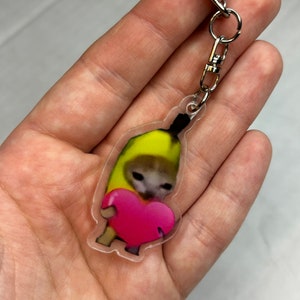 Acrylic Cat Meme Keychains, Keychain, Banana, Apple, Kiwi, Meme, Cat ...