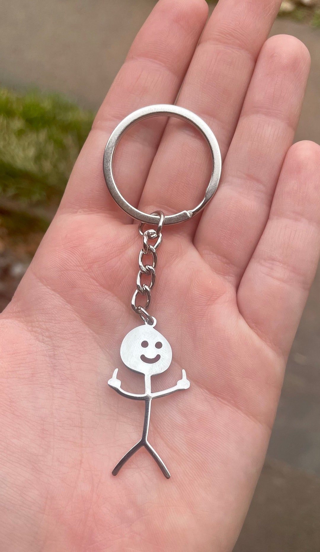 Stick Person W/ Middle Finger Keychain Funny Keychain - Etsy