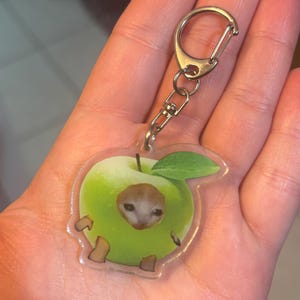 Acrylic Cat Meme Keychains, Keychain, Banana, Apple, Kiwi, Meme, Cat ...