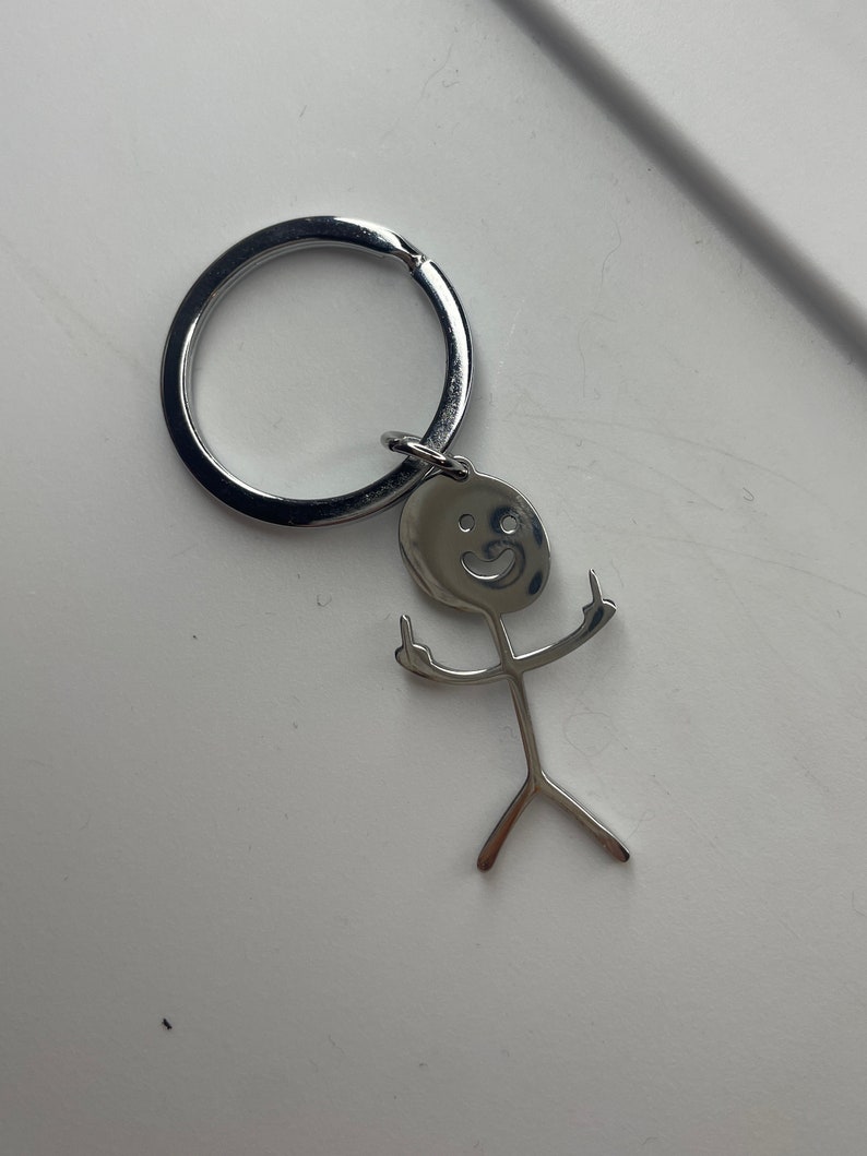 Stick Person W/ Middle Finger Keychain | Funny | Keychain | - Etsy