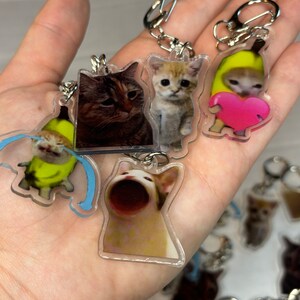 Acrylic Cat Meme Keychains, Keychain, Banana, Meme, Cat Keychain - Etsy