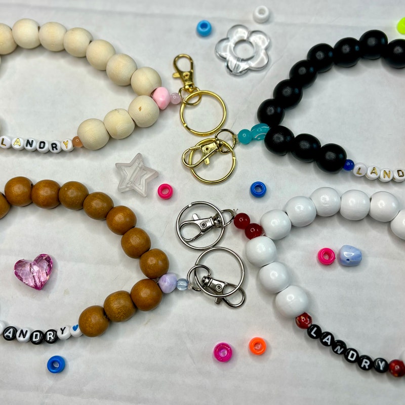Wooden Beads Key Rings - Etsy