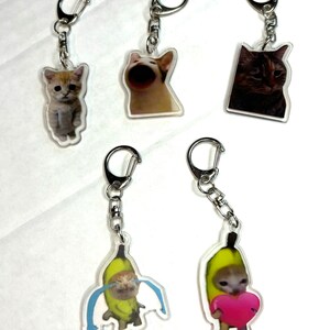 Acrylic Cat Meme Keychains, Keychain, Banana, Meme, Cat Keychain - Etsy