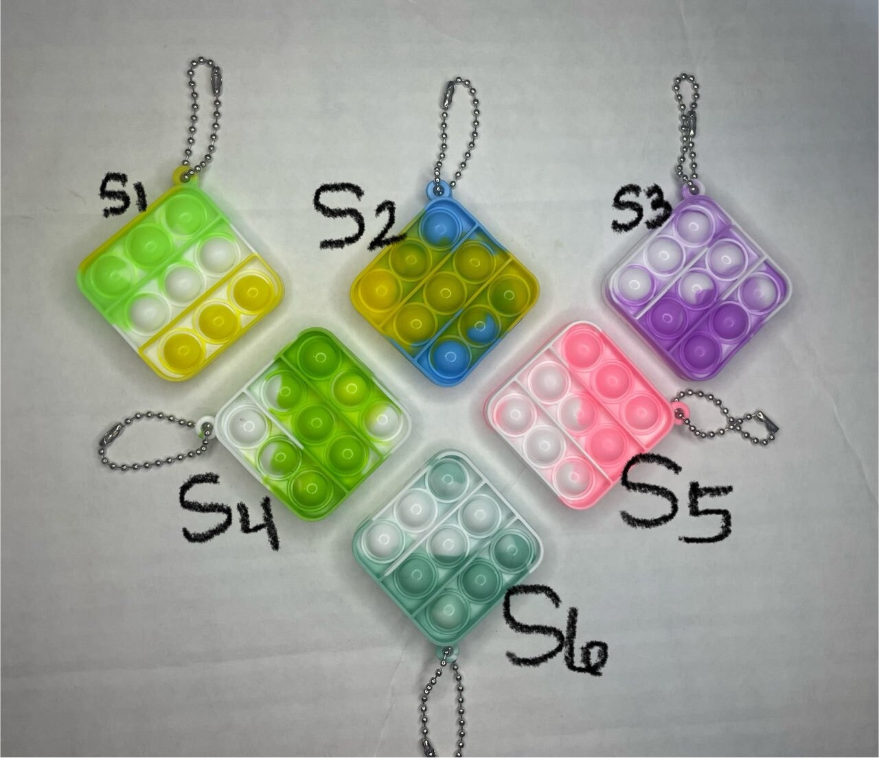 Small Pop It Fidget Colorful Keychain - Etsy