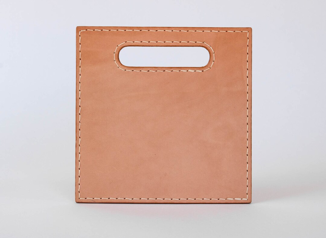 Leather Square Trivet With Handle, Sustainable & Unique Heirloom Piece ...