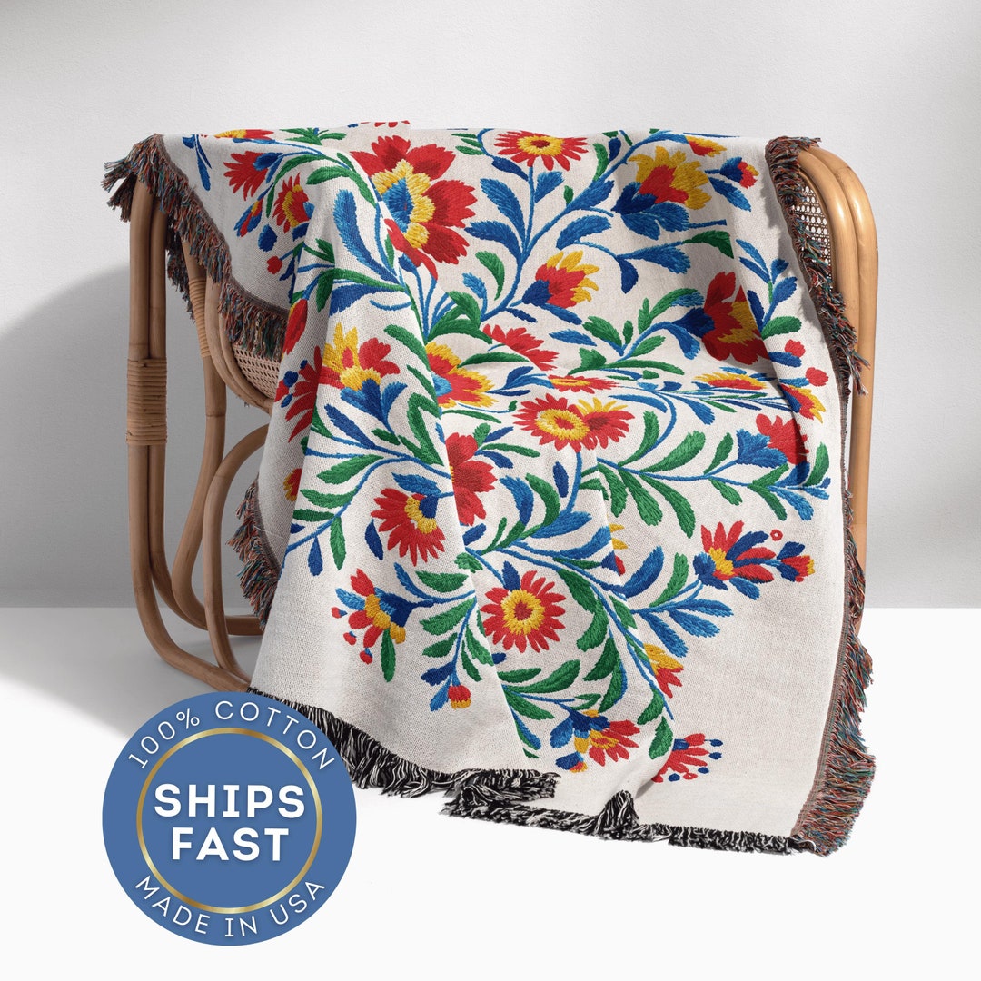 Mexican Blanket Personalized Style Cotton Mexican Outdoor Colorful ...