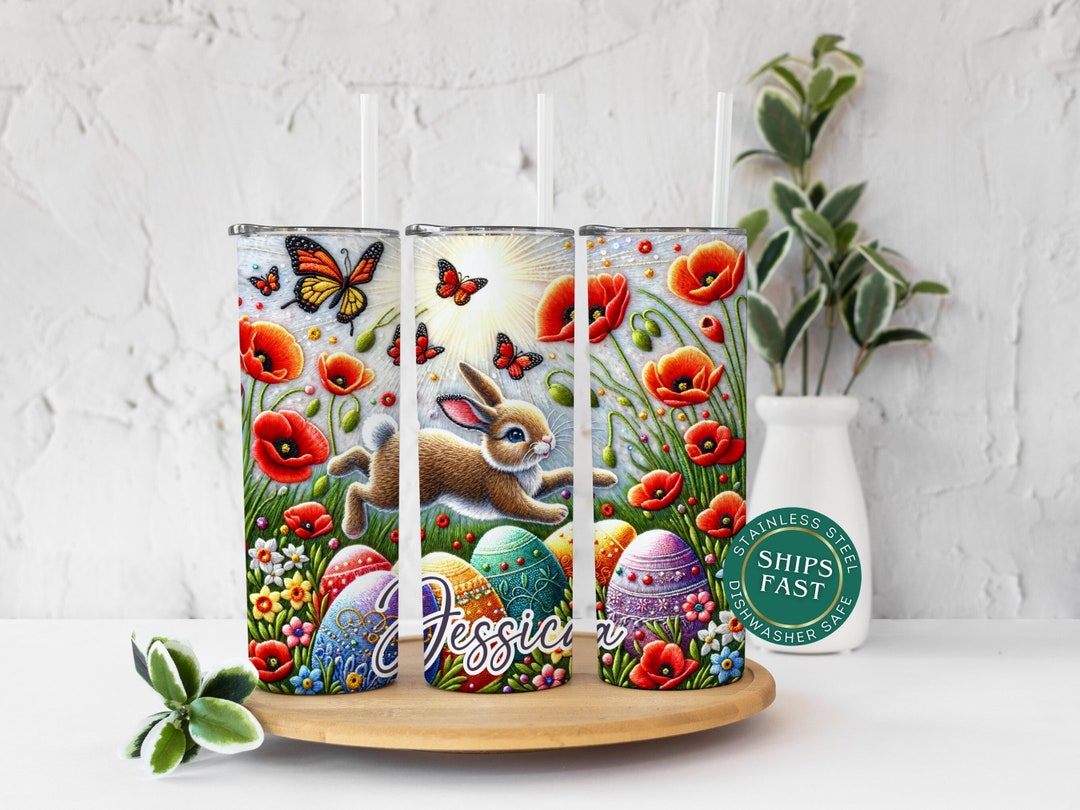 Easter Bunny Tumbler Personalized Easter Rabbit Tumbler, Easter Tumbler ...