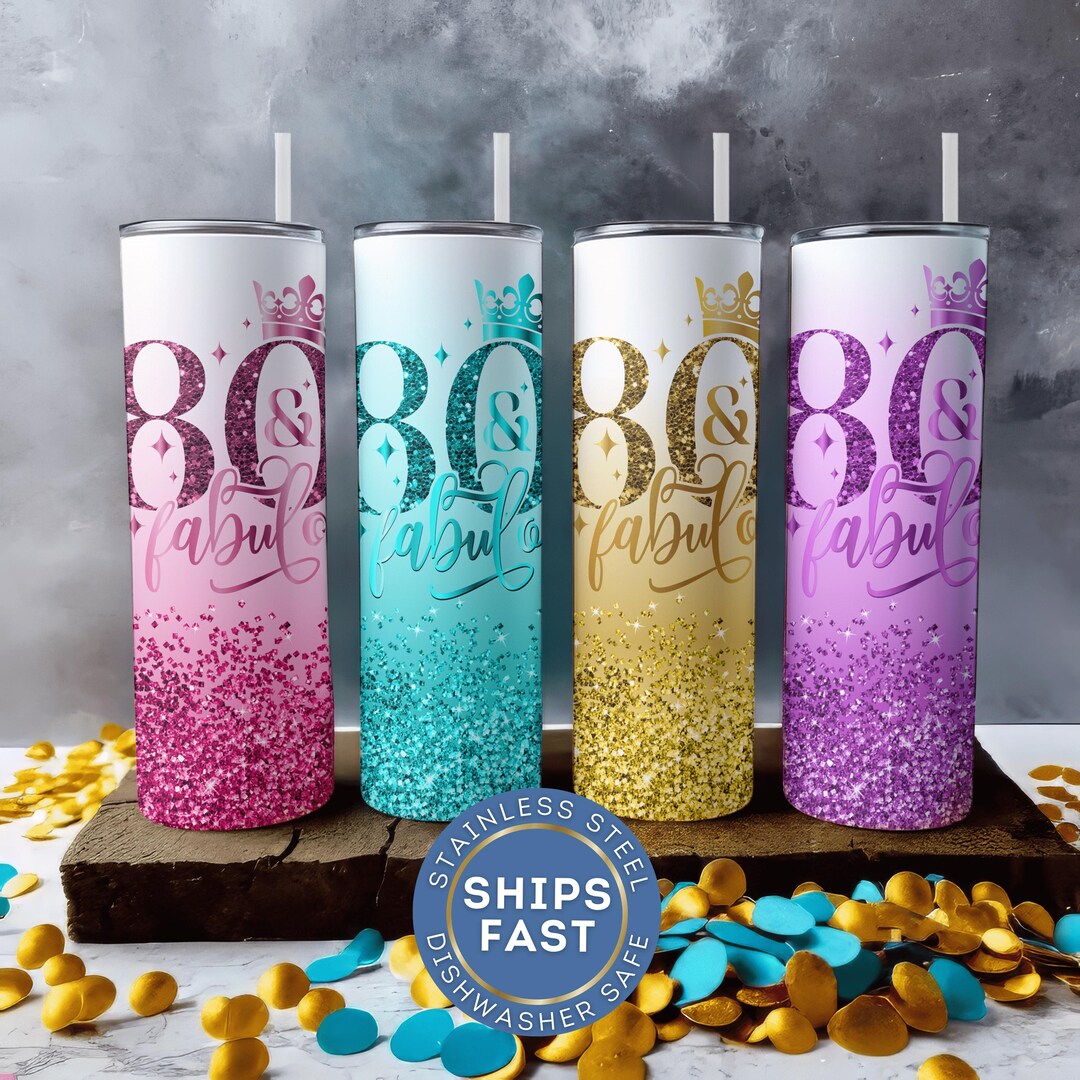 80 and Fabulous Tumbler Personalized Eighty Birthday Cup for Her ...