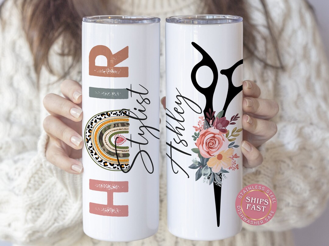 Hair Stylist Gift Personalized Tumbler for Hairdressers Cosmetology Cup ...