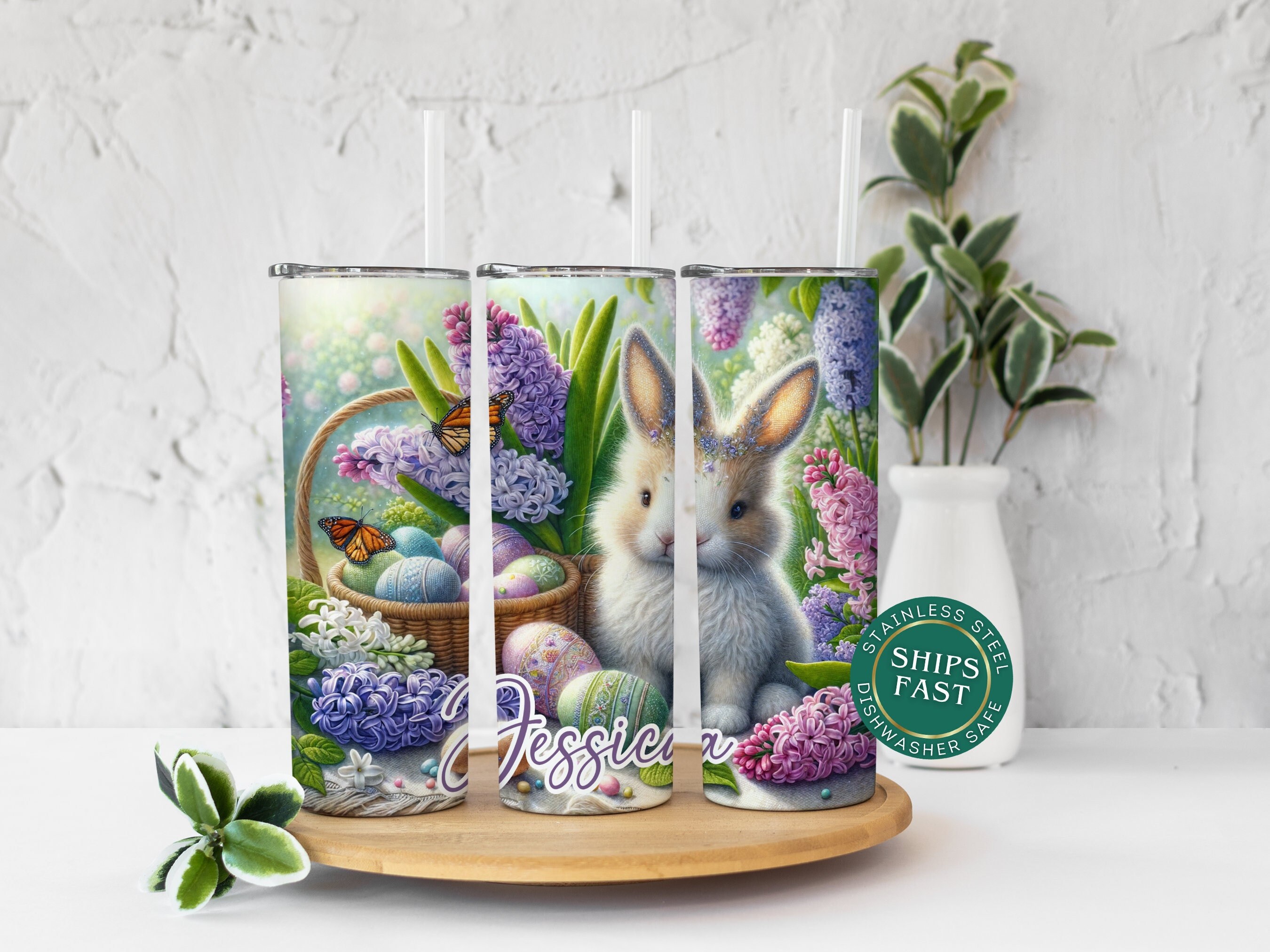 Easter Bunny Tumbler Personalized Lavender Easter Rabbit Tumbler ...