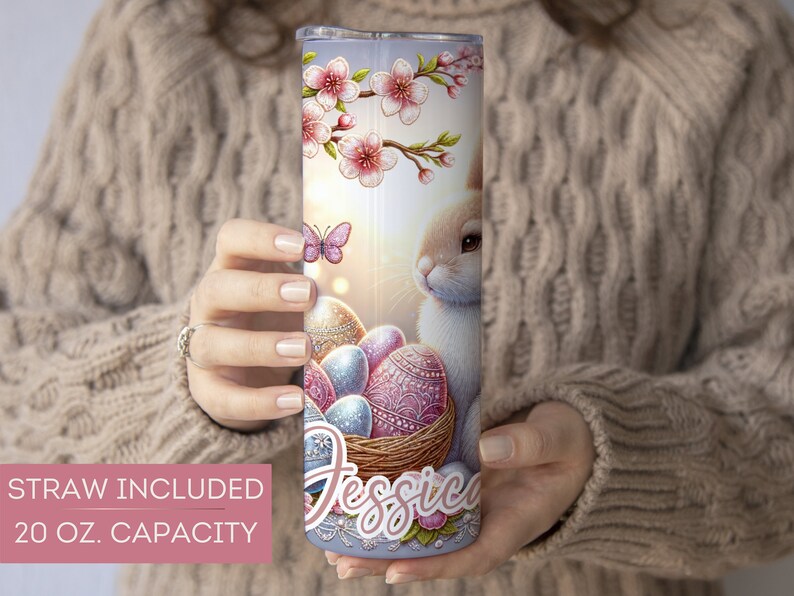Easter Bunny Tumbler Personalized Easter Rabbit Tumbler, Pink Easter ...