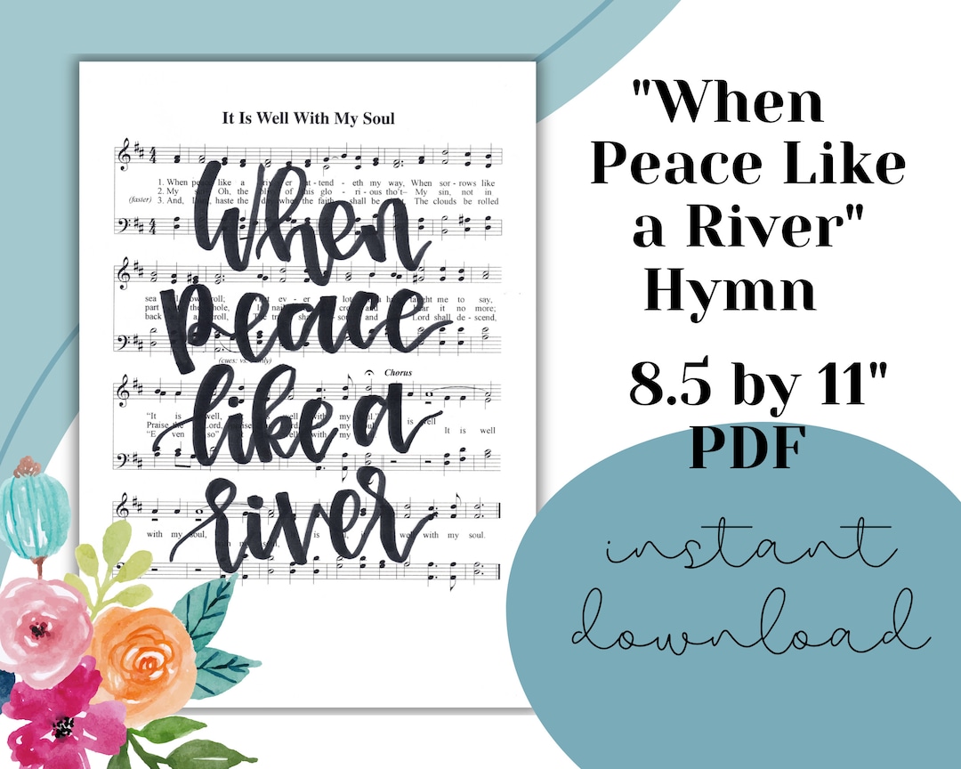 Calligraphy Over Sheet Music, Hymns, Calligraphy, When Peace Like a ...