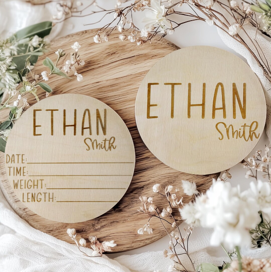 Personalized Baby Name Sign – Engraved Birth Stats Plaque, Baby Birth ...
