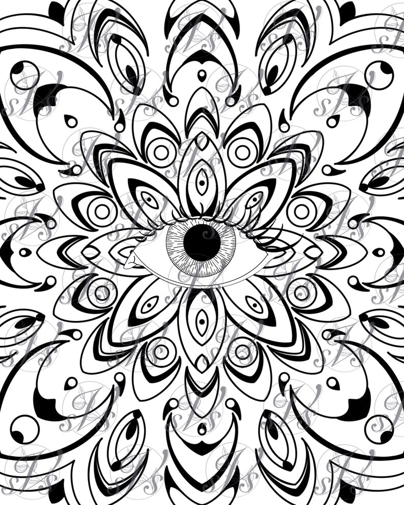 Adult Coloring Page. Eye Mandala - Etsy