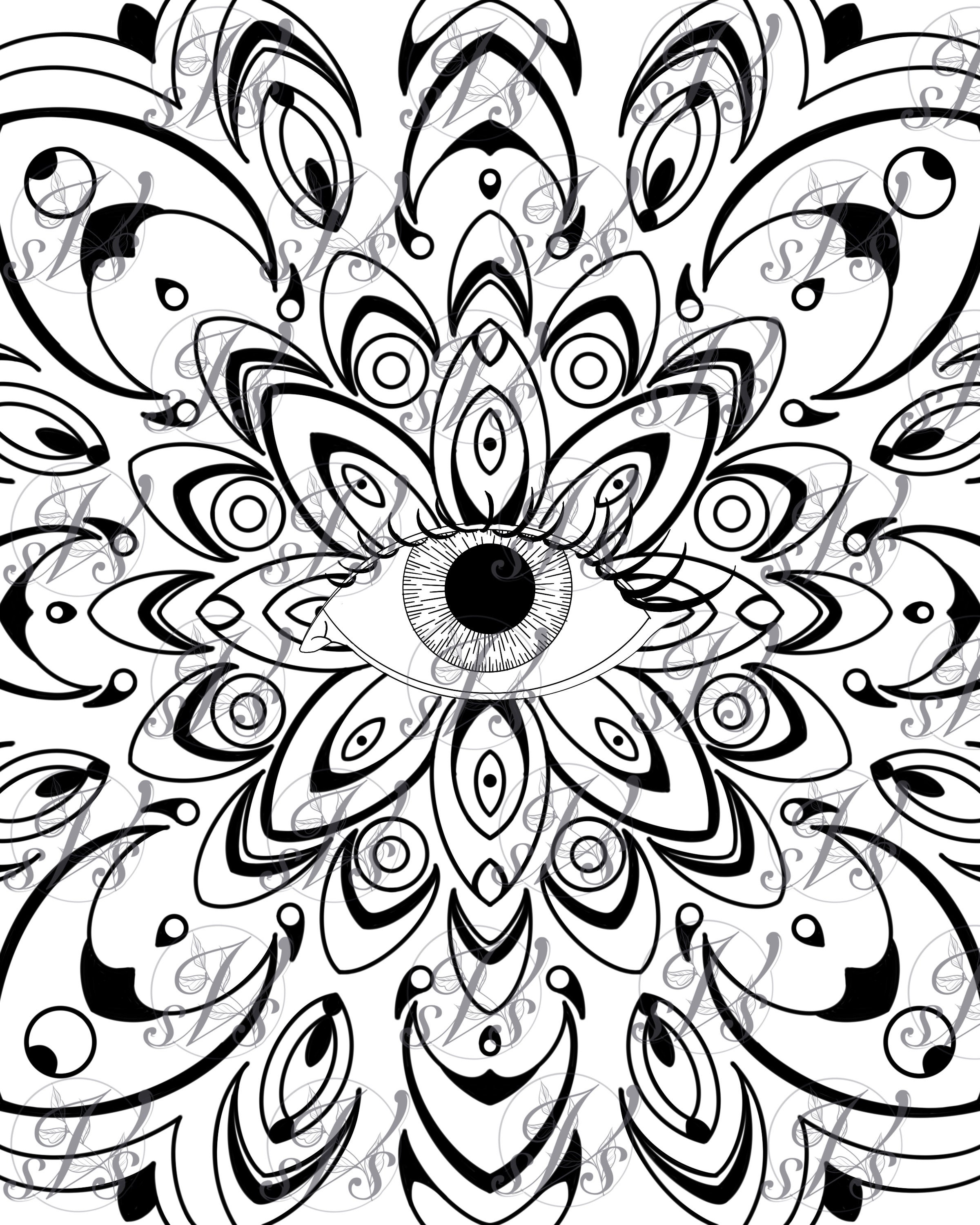 Adult Coloring Page. Eye Mandala - Etsy