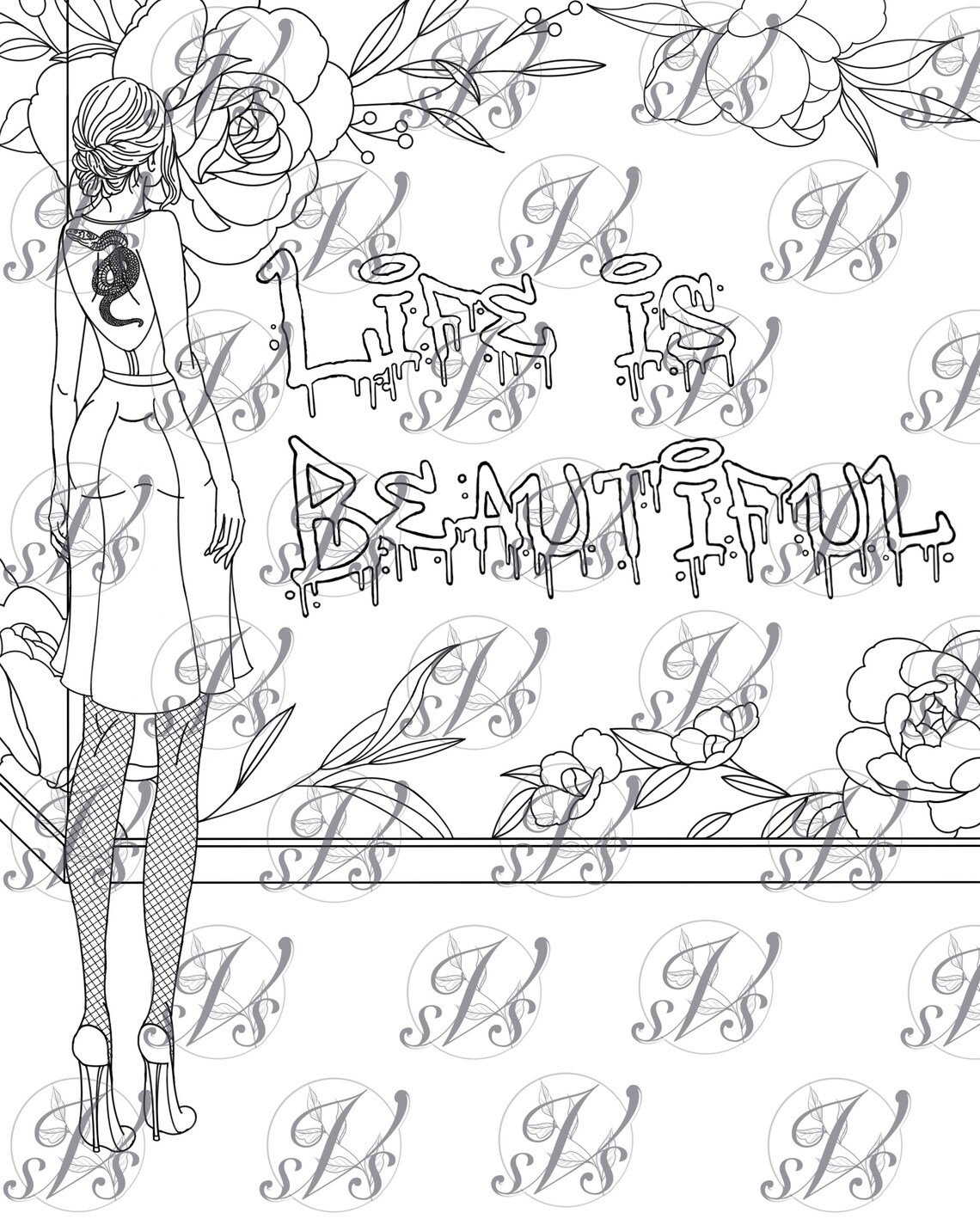 Adult Coloring Page. Writing on the Wall - Etsy