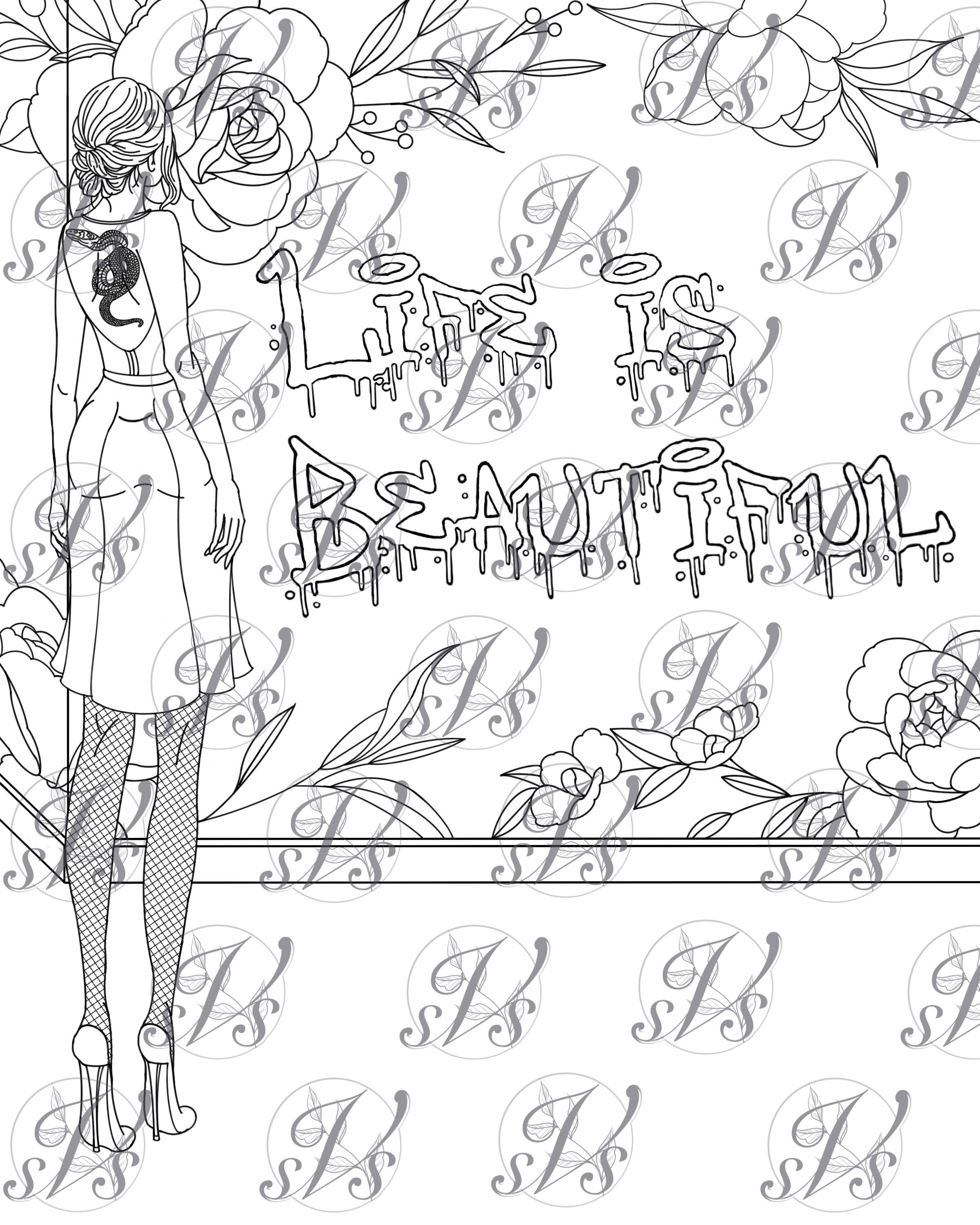 Adult Coloring Page. Writing on the Wall - Etsy