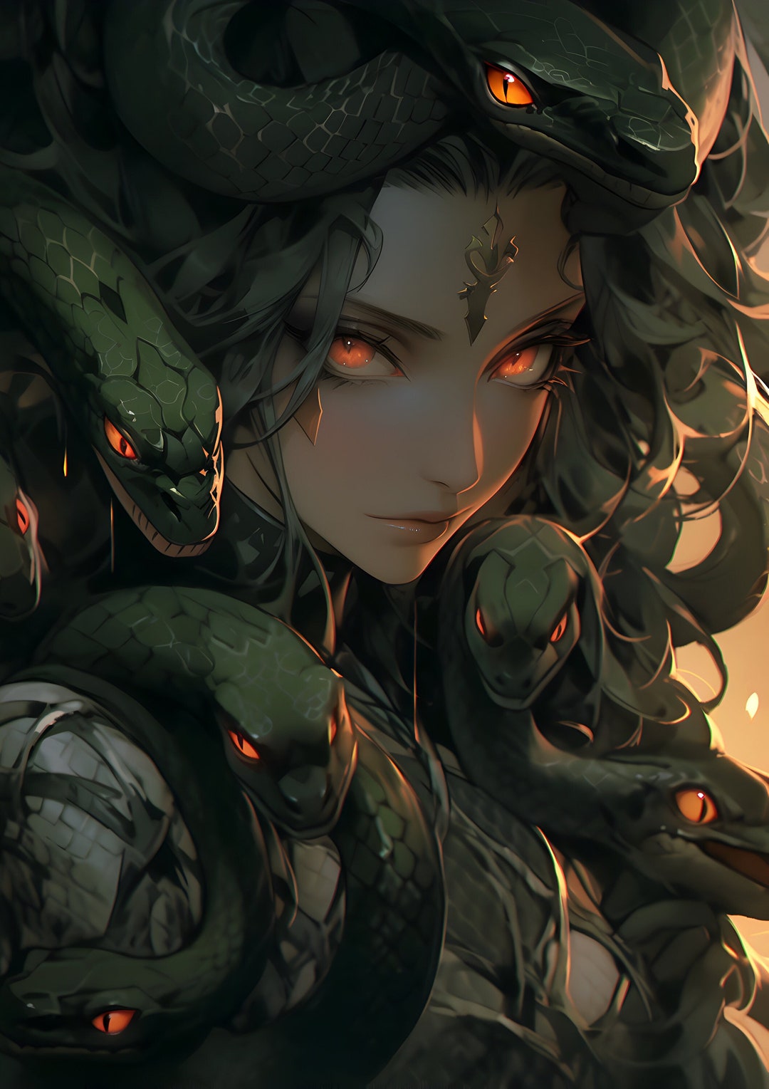 Medusa Greek Mythology Anime Portrait AI Anime Fantasy - Etsy