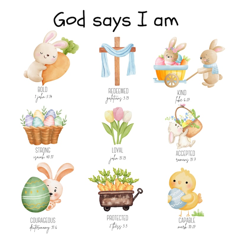 God Says I Am Digital Download PNG, Happy Easter, Kids Easter PNG ...