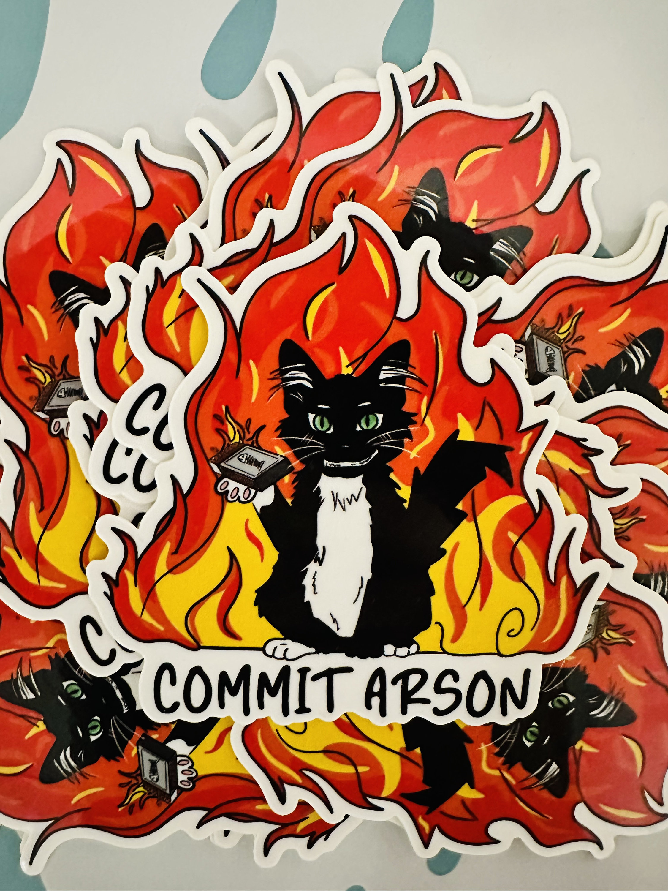 Arson Cat Meme Vinyl Sticker for Laptops, Water Bottles and Notebooks ...