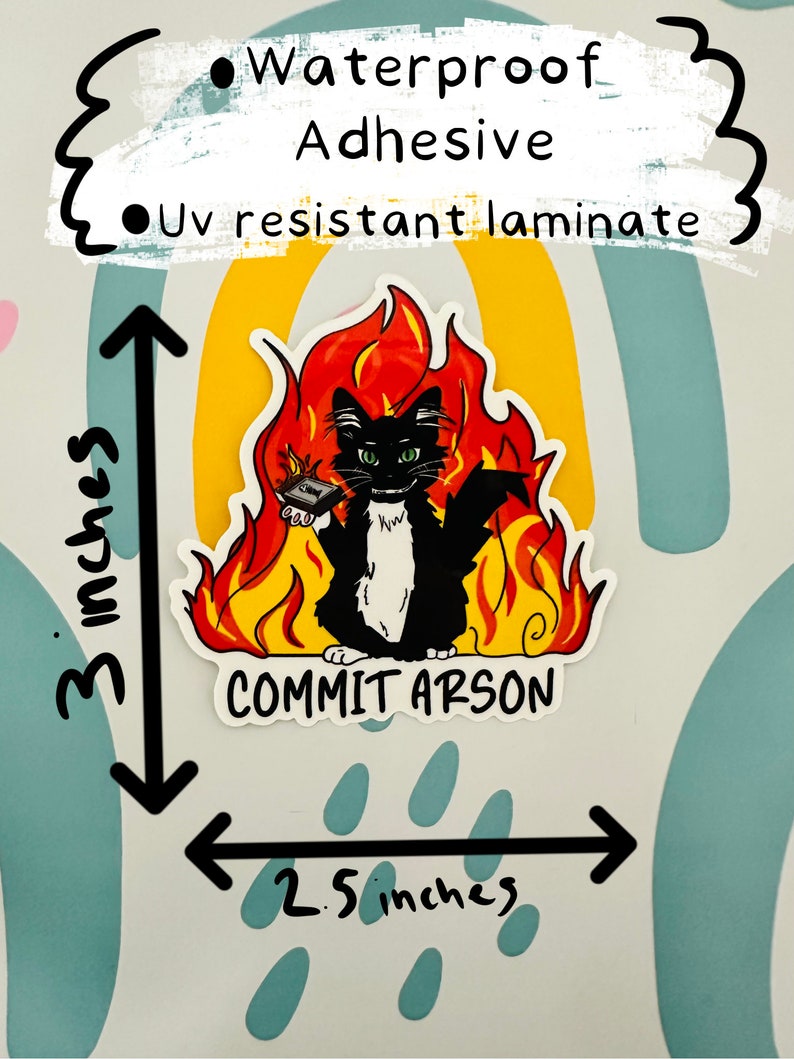 Arson Cat Meme Vinyl Sticker for Laptops, Water Bottles and Notebooks ...