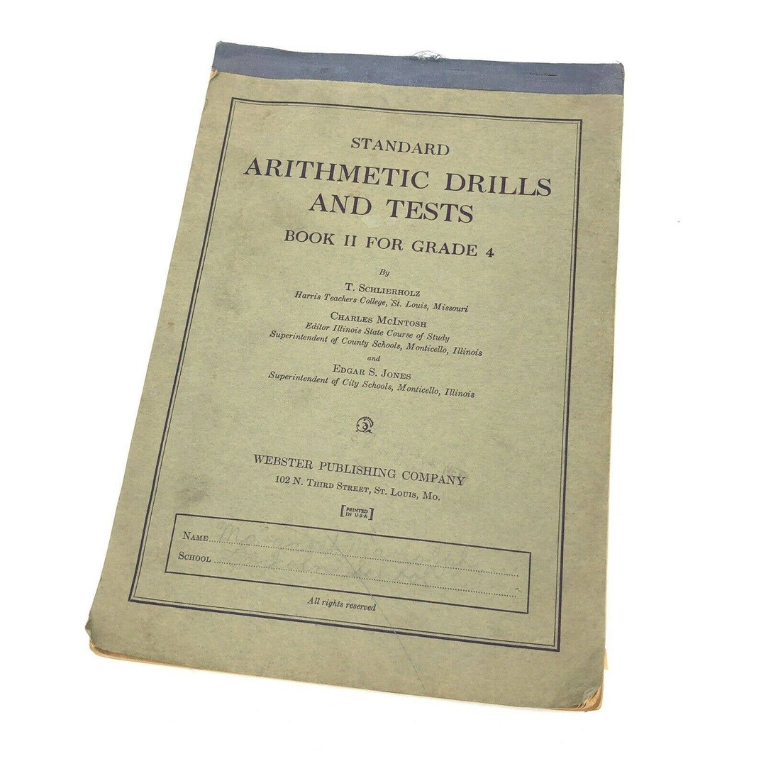 Standard Arithmetic Drills Tests Webster Publishing Company 1928 ...