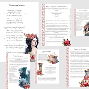Persephone Greek Goddess Grimoire Pages: Printable Mythology Art for ...