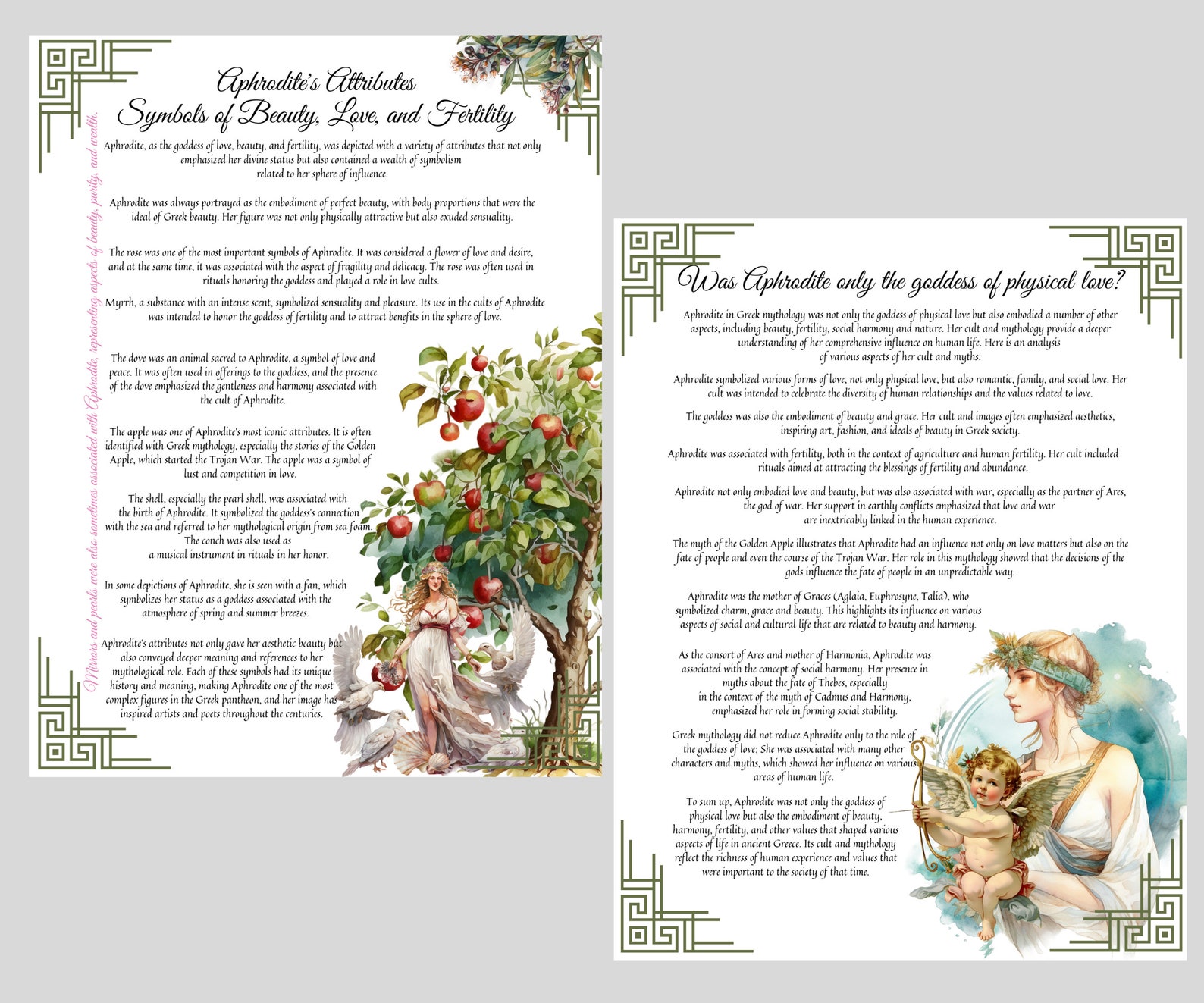 Aphrodite Goddess Greek Mythology, Grimoire Pages Printable - Etsy
