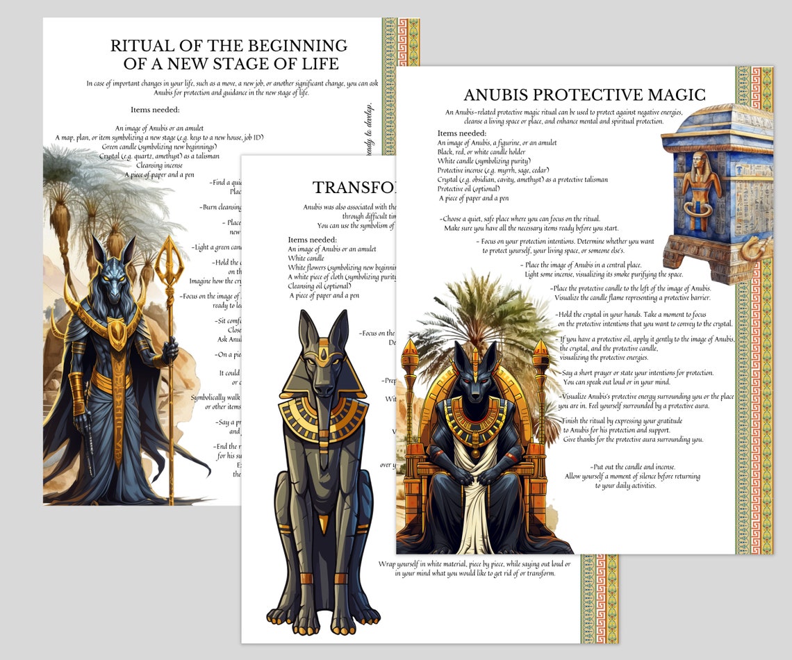 ANUBIS Egyptian God, Egyptian Mythology Witchcraft Grimoire Pages - Etsy