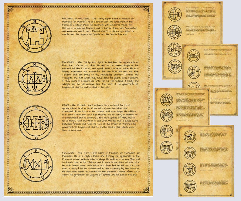 Goetia Solomon 72 King Seal Grimoire: Printable Occult Sigils & Magical ...