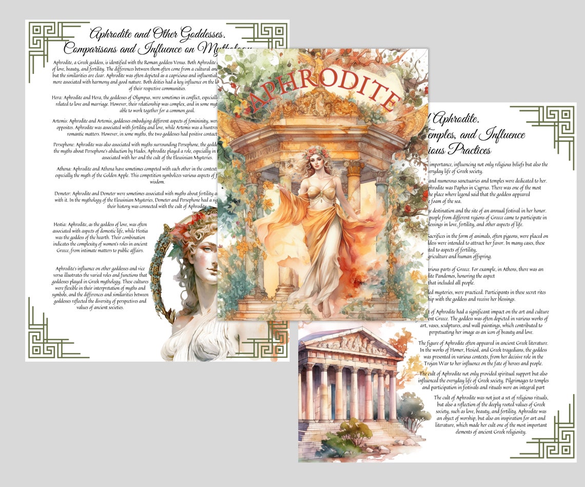 Aphrodite Goddess Greek Mythology, Grimoire Pages Printable - Etsy UK