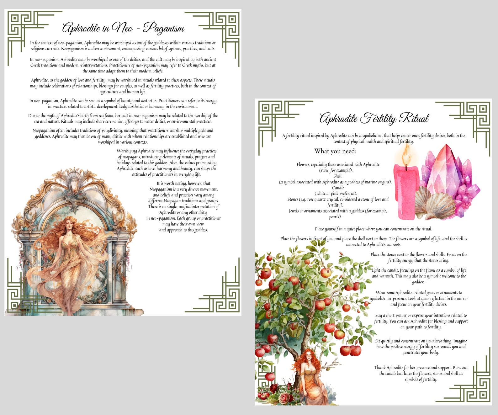 Aphrodite Goddess Greek Mythology, Grimoire Pages Printable - Etsy UK