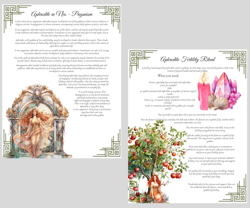 Aphrodite Goddess Greek Mythology, Grimoire Pages Printable - Etsy UK