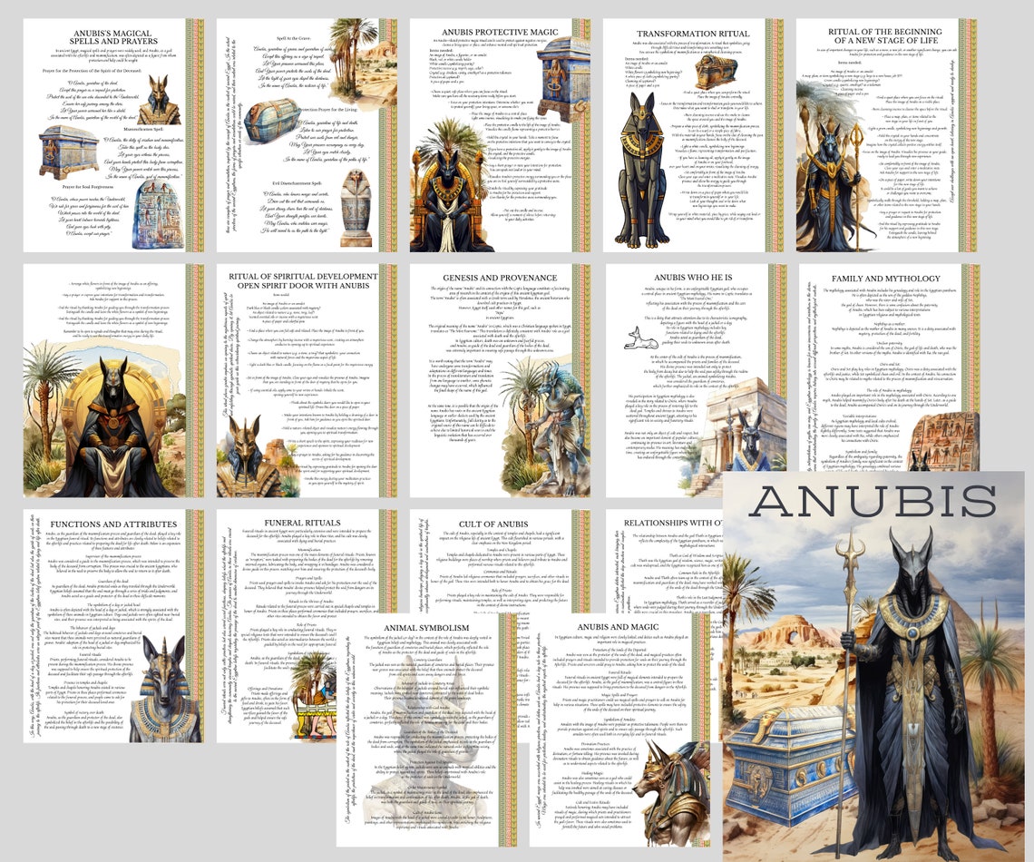 ANUBIS Egyptian God, Egyptian Mythology Witchcraft Grimoire Pages - Etsy