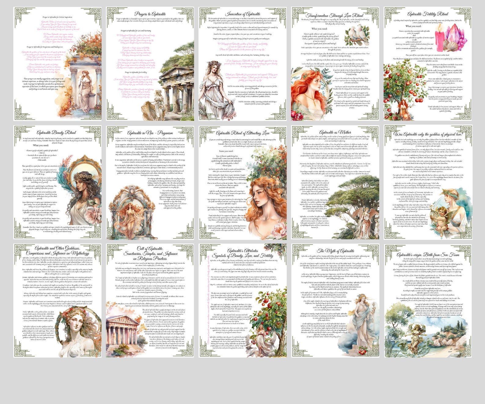 Aphrodite Goddess Greek Mythology, Grimoire Pages Printable - Etsy UK