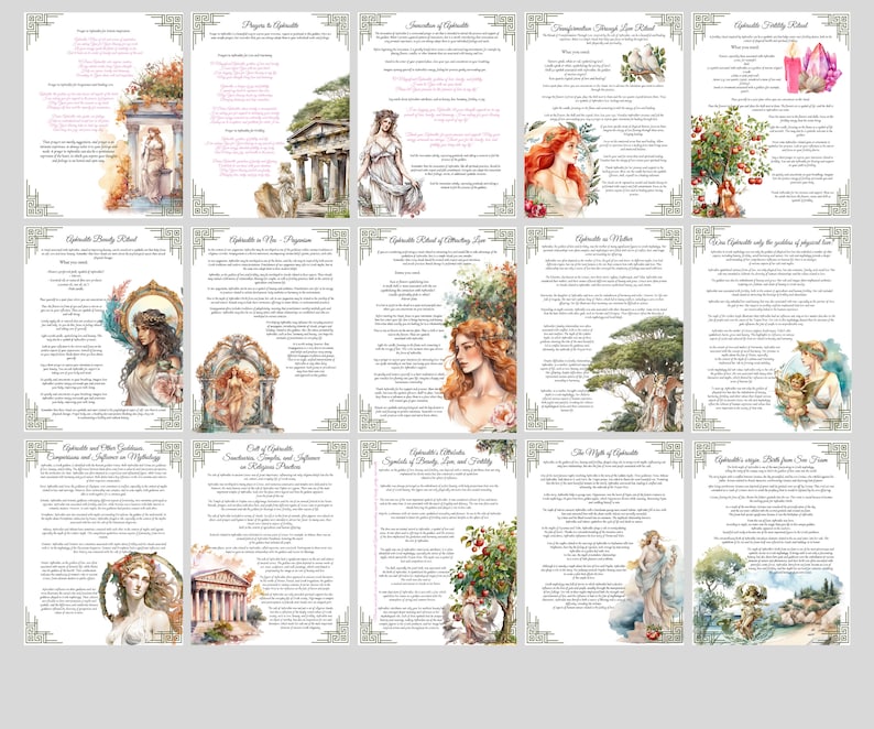 Aphrodite Goddess Greek Mythology, Grimoire Pages Printable - Etsy
