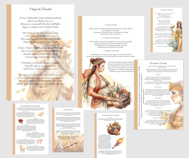 Demeter Goddess Greek Mythology, Grimoire Pages Printable - Etsy