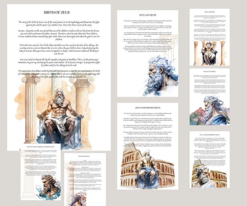 Zeus Greek God, Greek Mythology, Printable PDF - Etsy