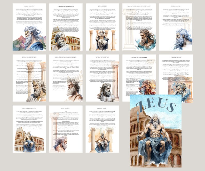 Zeus Greek God, Greek Mythology, Printable PDF - Etsy