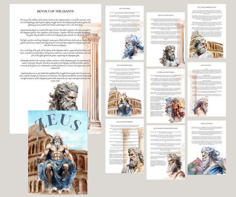 Zeus Greek God, Greek Mythology, Printable PDF - Etsy