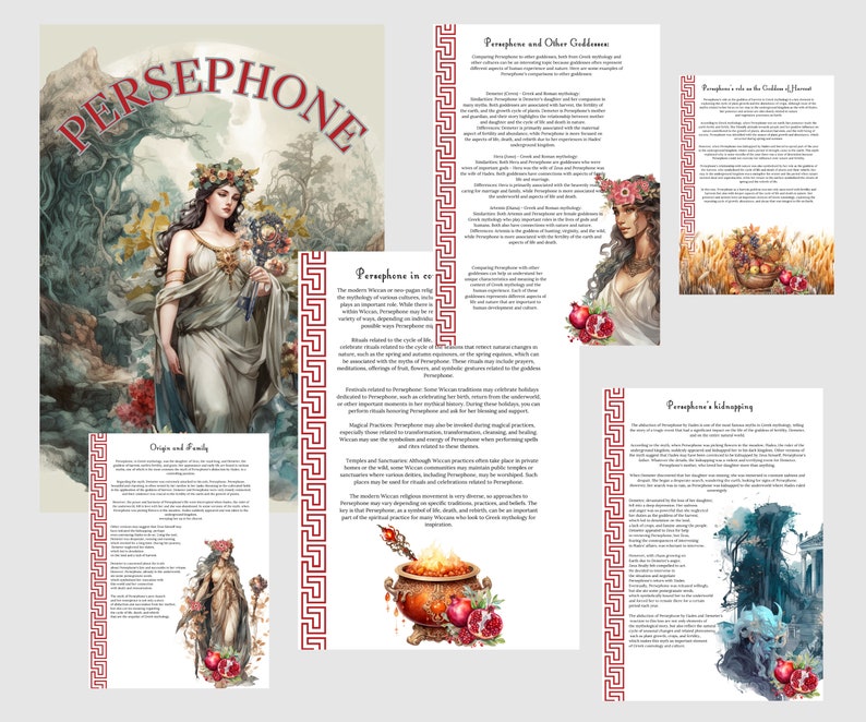 Persephone Greek Goddess Grimoire Pages: Printable Mythology Art for ...