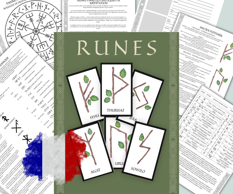 Rune Magic Elder Futhark Meanings French, Printable Grimoire Pages ...