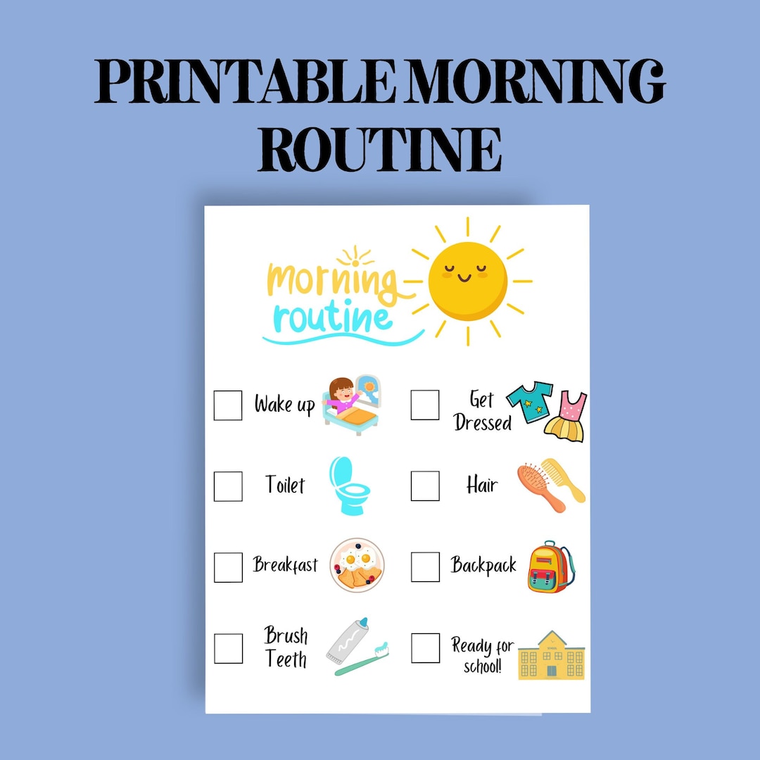 Morning Routine for Kids, Ready for School Routine Chart, Printable ...