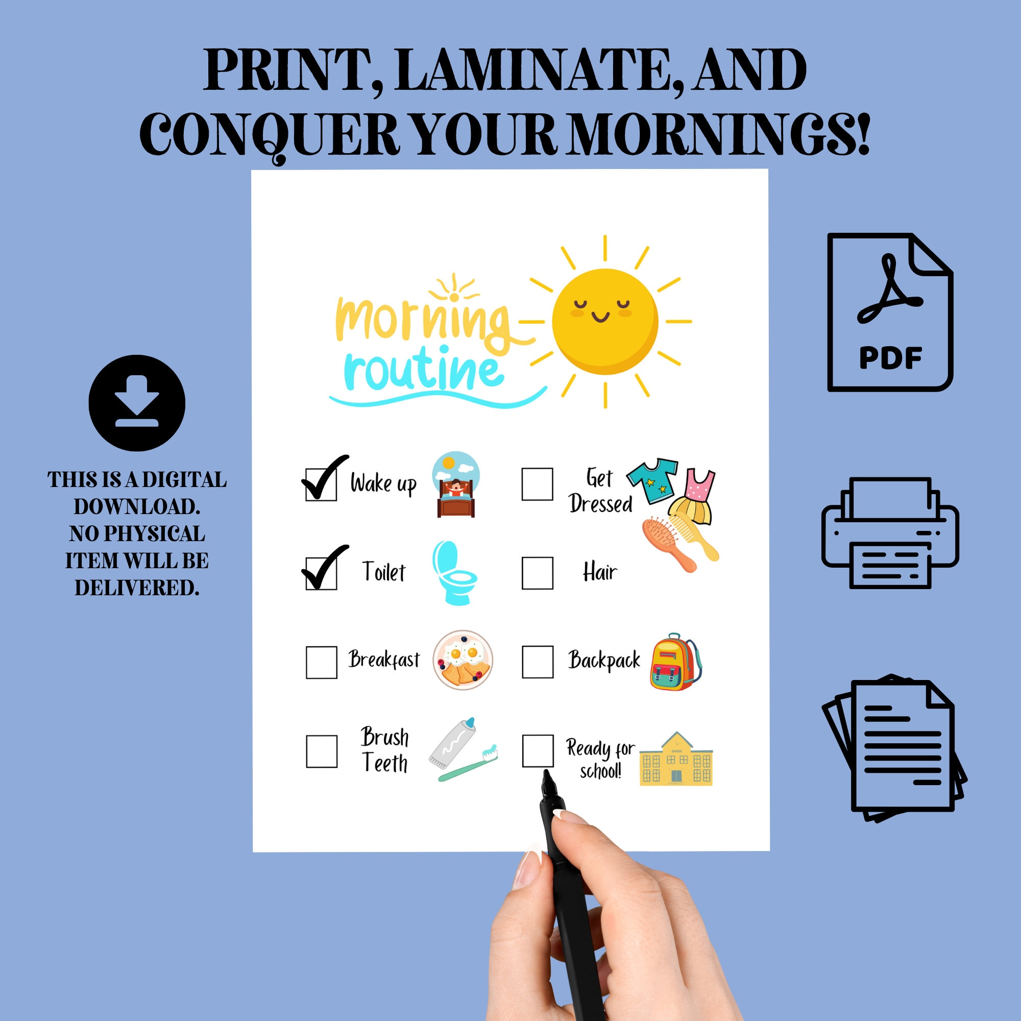 Morning Routine for Kids, Ready for School Routine Chart, Printable ...